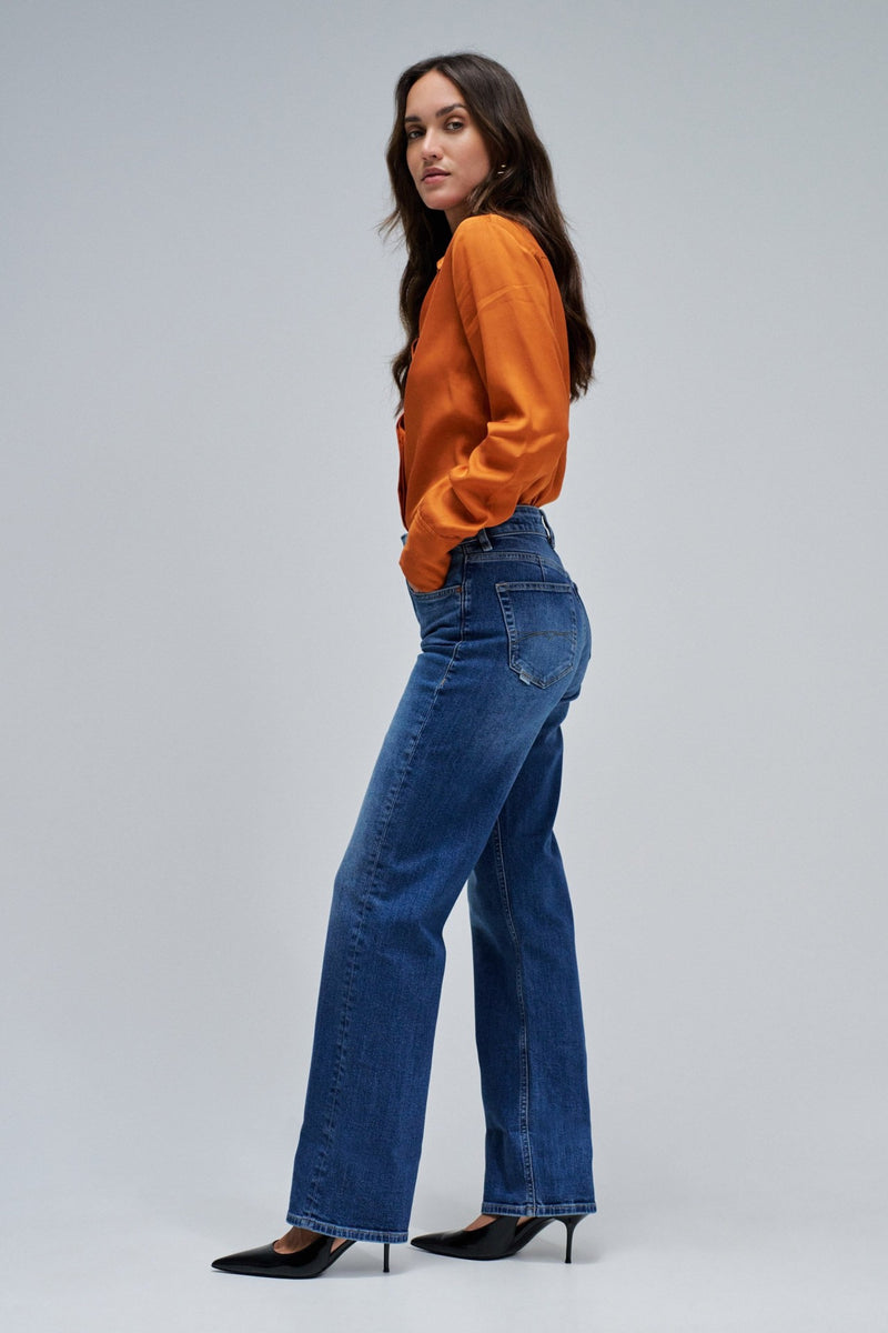 Salsa Tailored High Rise Straight Leg - Blue Denim | Kevin Bowens