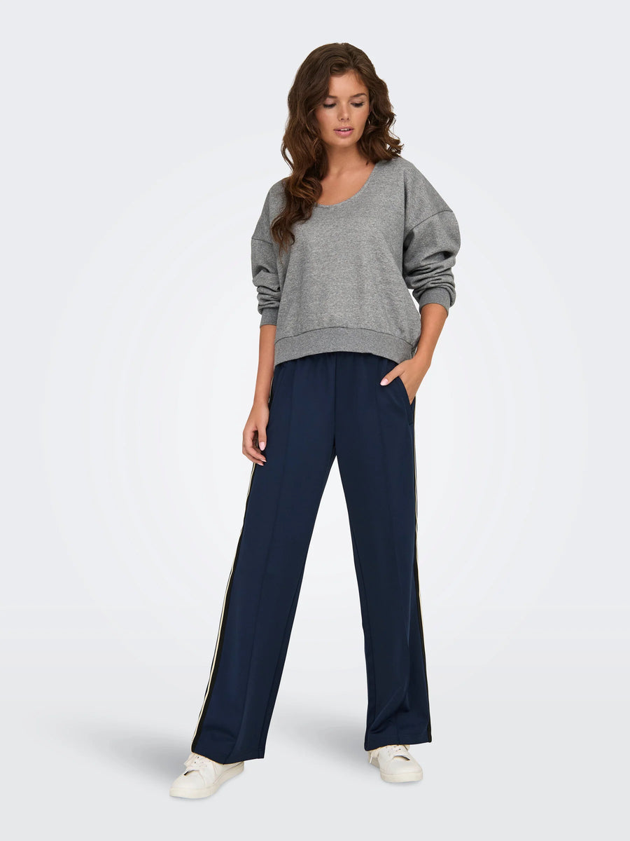 Only Lari Long Sleeve Cut Out Back Sweater - Medium Grey Melange ...