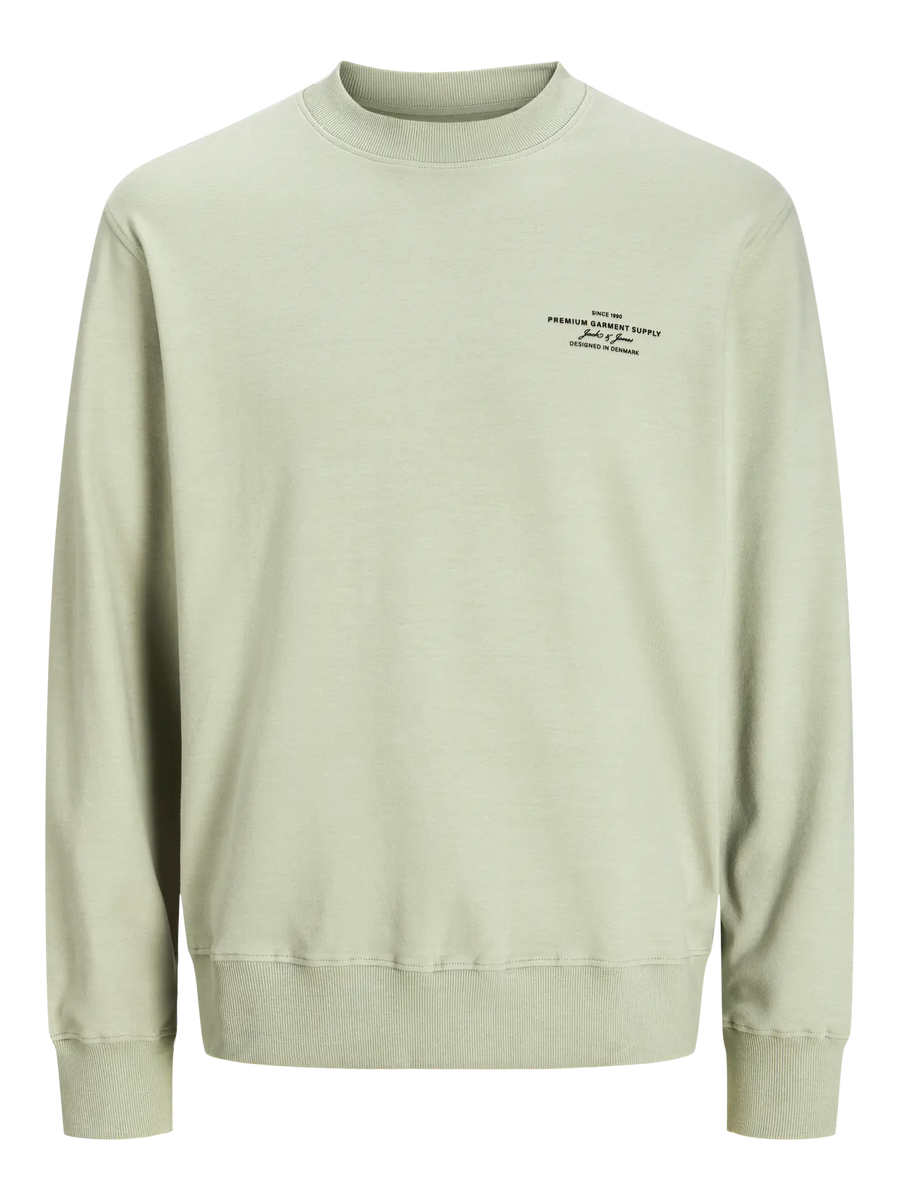 Jack & Jones Chad Branding Sweat Crew Aqua Grey | Kevin Bowens